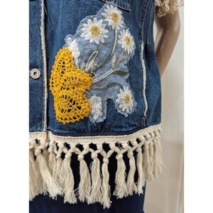 Upcycled | Jackets & Coats | Upcycled Xl Blue Denim Jean Vest Fringe ...